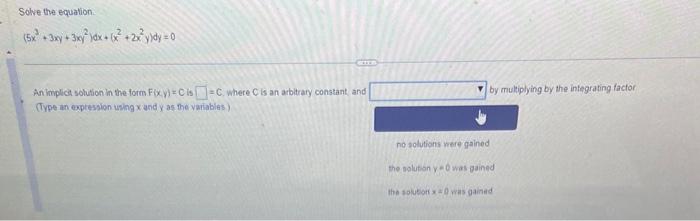 Solved solve the equation. An Implicit solution in the form | Chegg.com