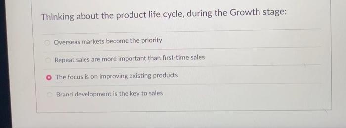 Solved Thinking about the product life cycle, during the | Chegg.com