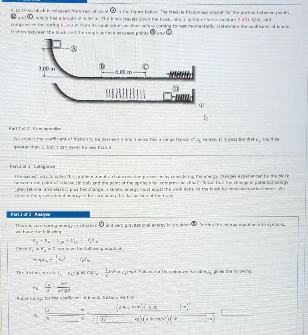Solved A 10.0-kg block is released from rest at point (A) in | Chegg.com