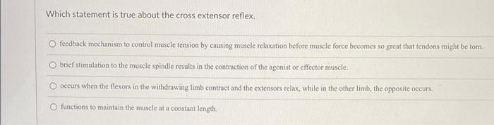 Solved Which statement is true about the cross extensor | Chegg.com