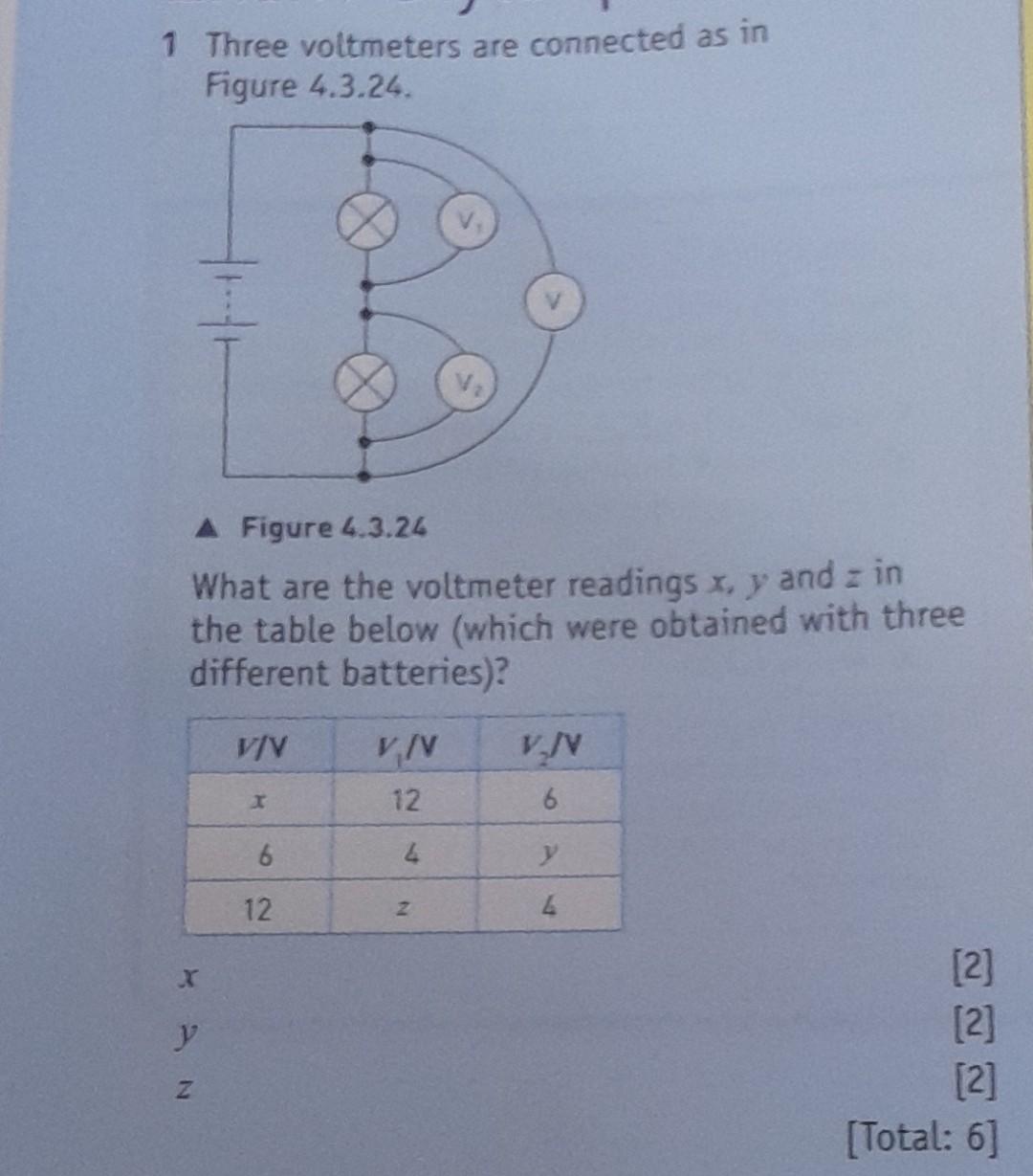 Solved 1 Three voltmeters are connected as in Figure 4.3.24. | Chegg.com