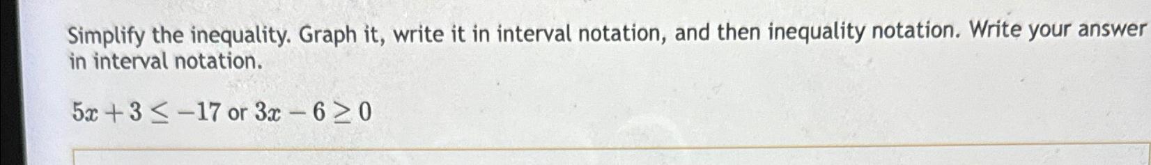 Solved Simplify the inequality. Graph it, ﻿write it in | Chegg.com