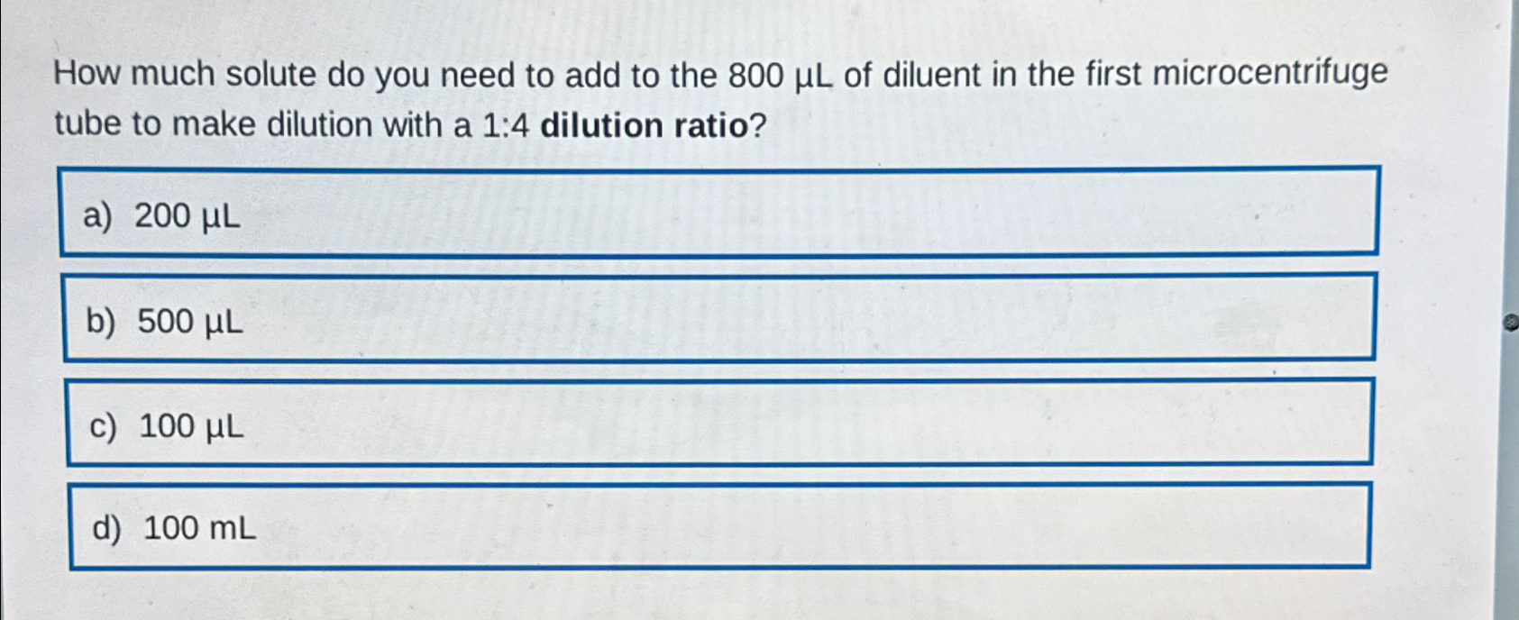 Solved How much solute do you need to add to the 800μL ﻿of | Chegg.com