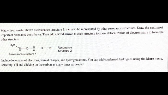 Solved Methyl isocyanate, shown as resonance structure 1, | Chegg.com