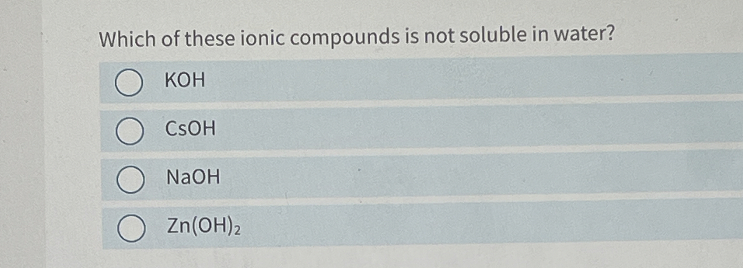 Solved Which of these ionic compounds is not soluble in | Chegg.com