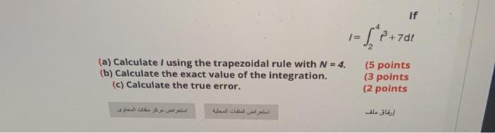Solved 7at+ ت" = (a) Calculate I using the trapezoidal rule | Chegg.com