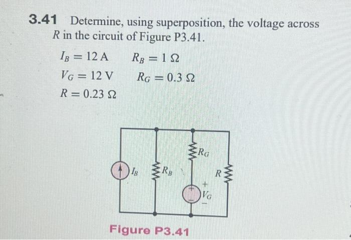 Solved 3.41 Determine, using superposition, the voltage | Chegg.com