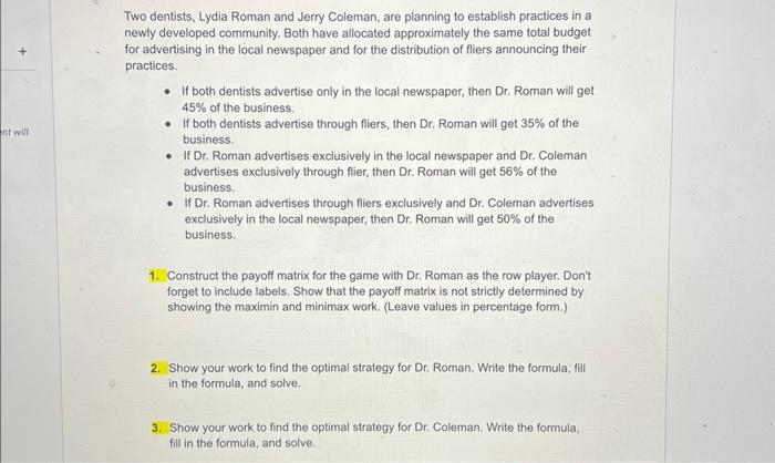 Solved Two dentists, Lydia Roman and Jerry Coleman, are | Chegg.com