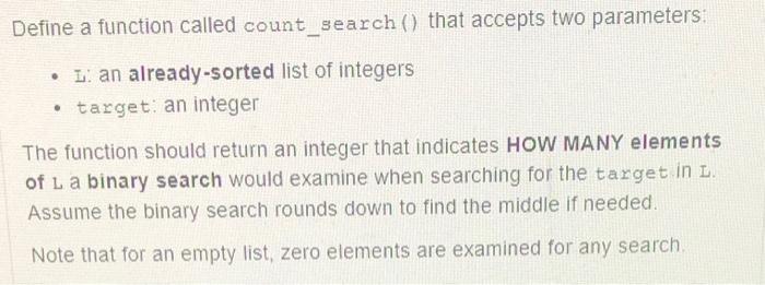 Solved Define a function called count_search () that accepts | Chegg.com