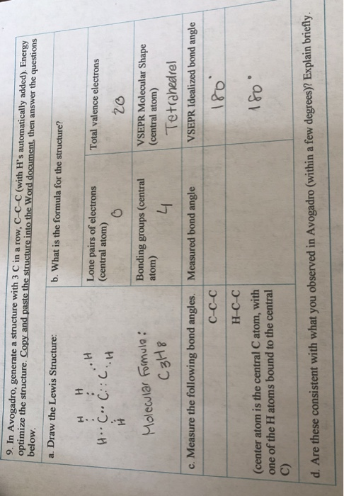Solved 9. In Avogadro, generate a structure with 3 C in a | Chegg.com