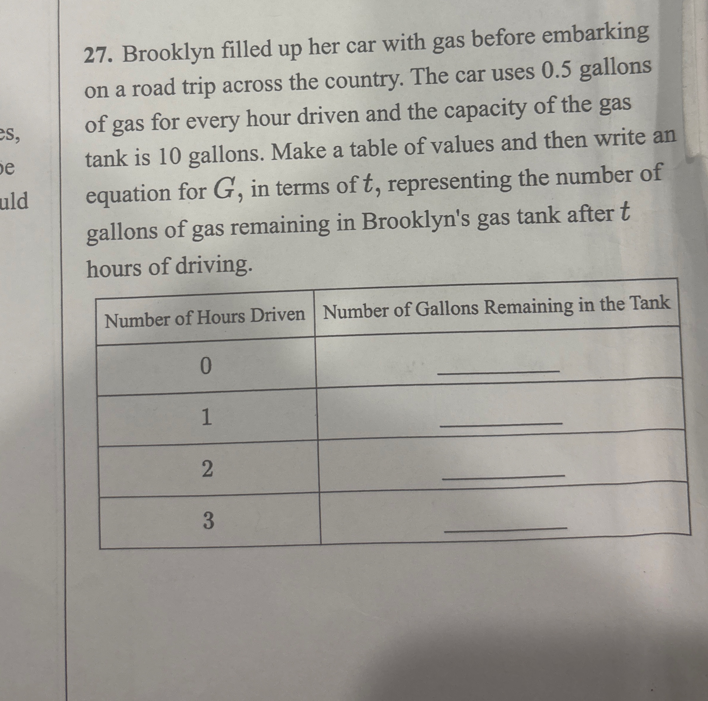 Solved Brooklyn filled up her car with gas before embarking | Chegg.com