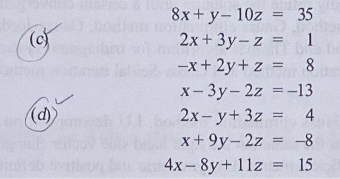 Solved Solve the following sets of simultaneous linear | Chegg.com