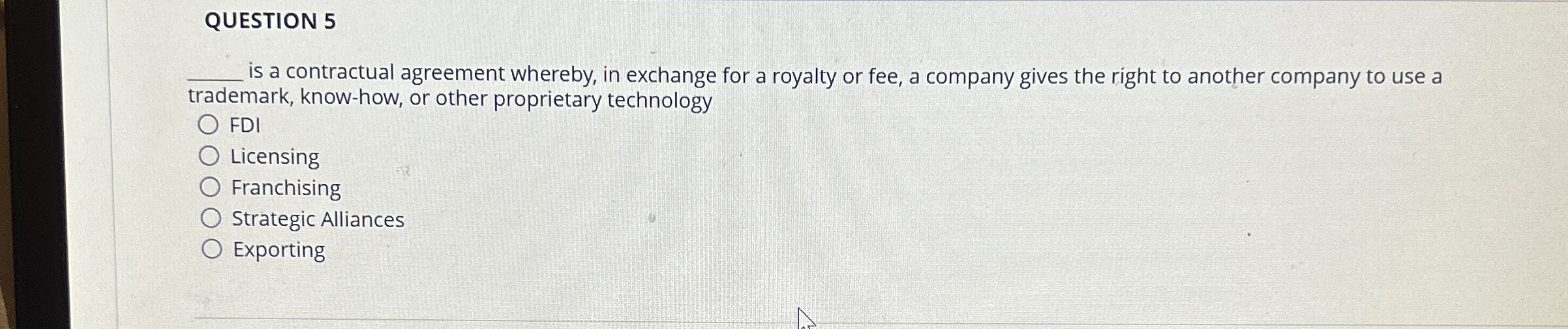 Solved QUESTION 5is a contractual agreement whereby, in | Chegg.com