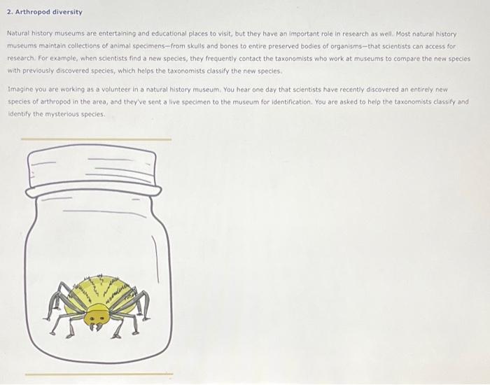 Solved 2. Arthropod diversity Natural history museums are | Chegg.com