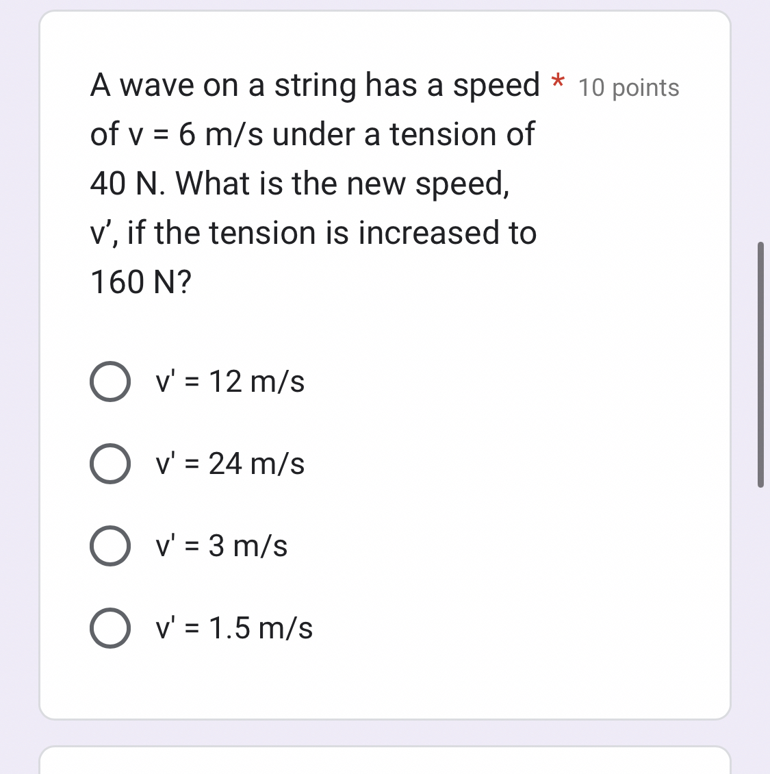 Solved A wave on a string has a speed *10 ﻿pointsof v=6ms | Chegg.com