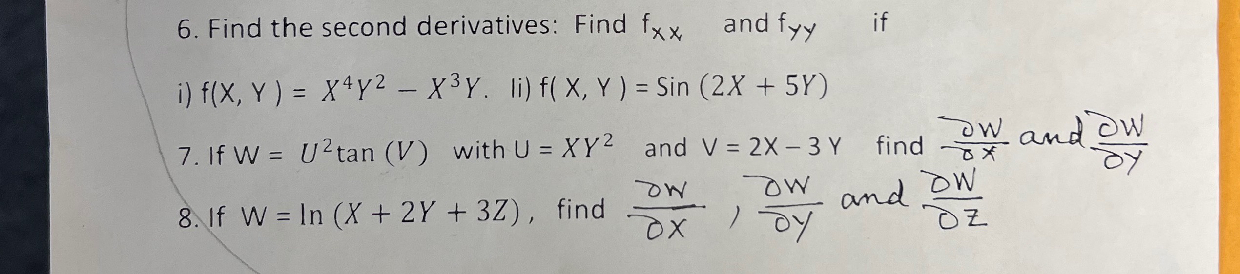 Solved Find the second derivatives: Find f× ﻿and fyy | Chegg.com