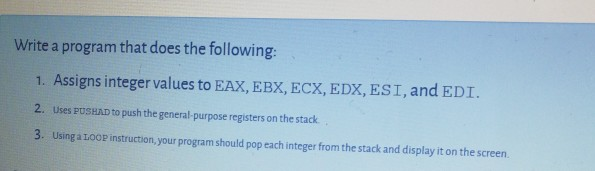 Solved Write a program that does the following: 1. Assigns | Chegg.com