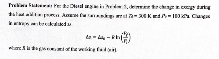 Solved Problem Statement: For the Diesel engine in Problem | Chegg.com