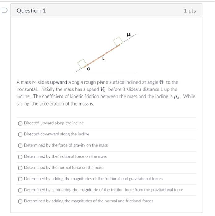 Solved A mass M slides upward along a rough plane surface | Chegg.com