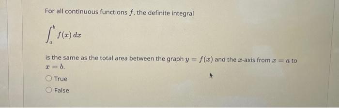 Solved For all continuous functions \\( f \\), the definite | Chegg.com