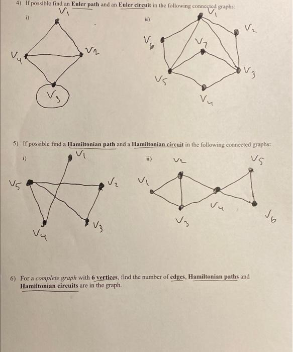 Solved 4) If possible find an Euler path and an Euler | Chegg.com