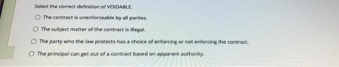 Solved Select the correct definition of VOIDABLE. The | Chegg.com