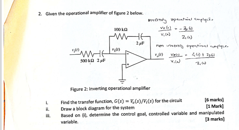 Solved Given the operational amplifier of figure 2 | Chegg.com