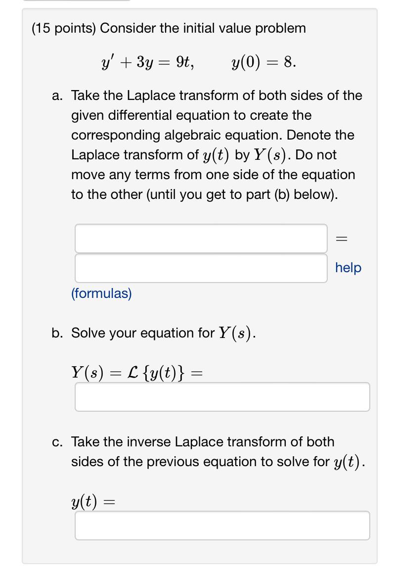 Solved (15 ﻿points) ﻿Consider the initial value | Chegg.com