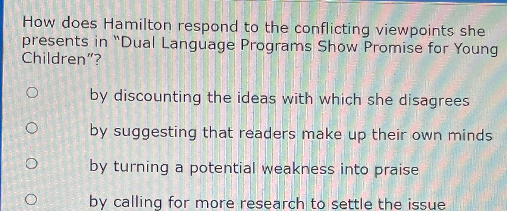 Solved How does Hamilton respond to the conflicting | Chegg.com