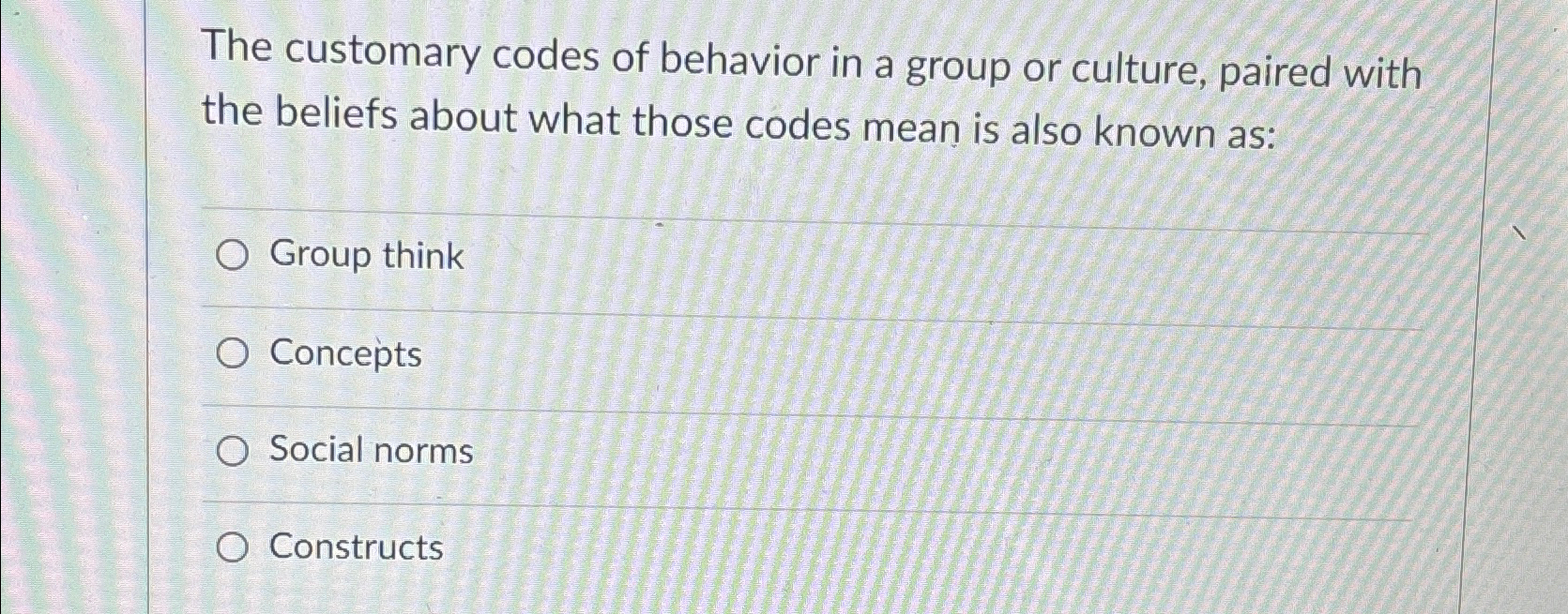 Solved The customary codes of behavior in a group or | Chegg.com