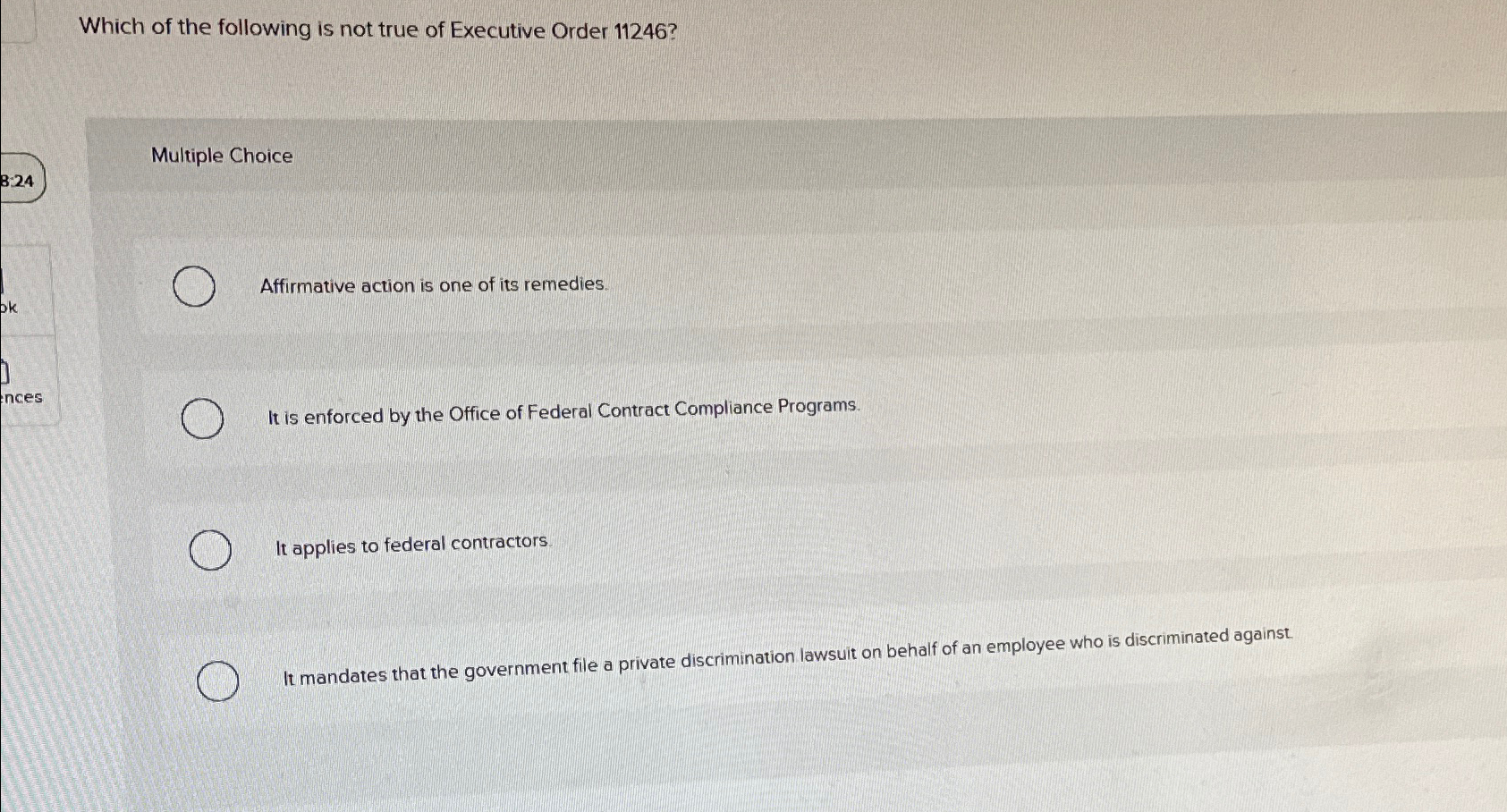 Solved Which of the following is not true of Executive Order | Chegg.com