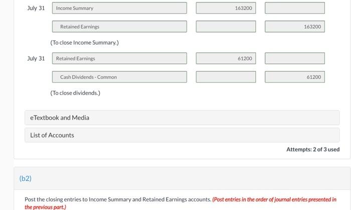 Solved post the exact closing entries to income summary | Chegg.com