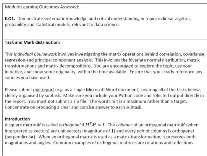 Module Learning Outcomes Assessed: ILO1. Demonstrate | Chegg.com