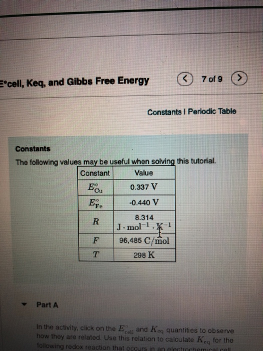 Solved Constants 1 Periodic Table Part A In the activity, | Chegg.com