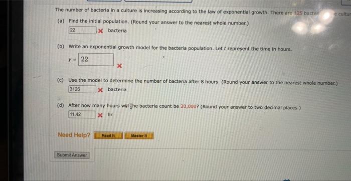 Solved the number of bacteria im a culture is increasinf | Chegg.com