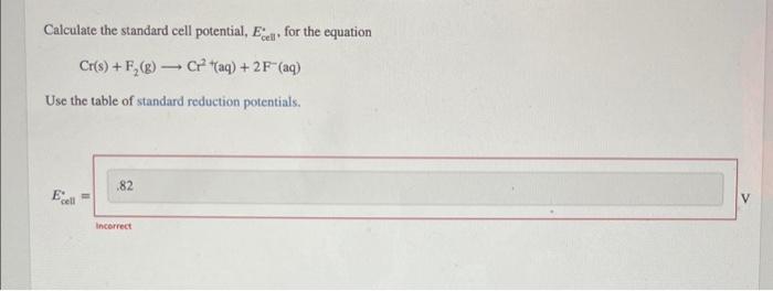 Solved Calculate The Standard Cell Potential Ecell ∗ For