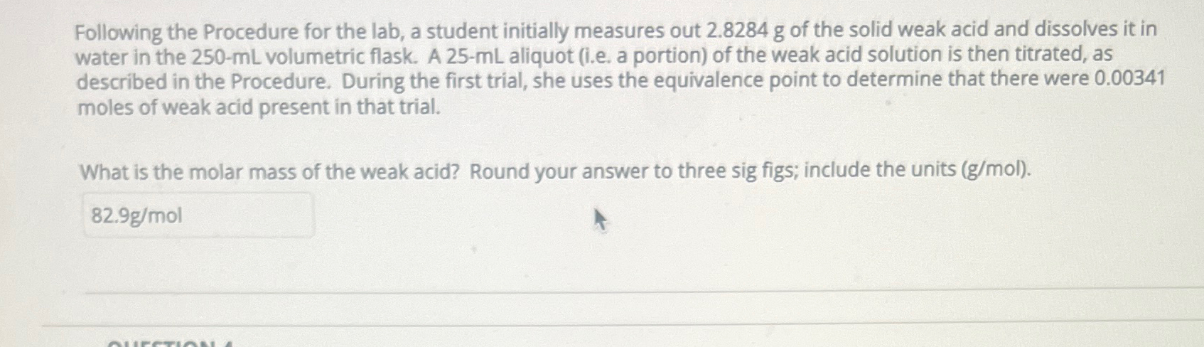 Solved Following the Procedure for the lab, a student | Chegg.com