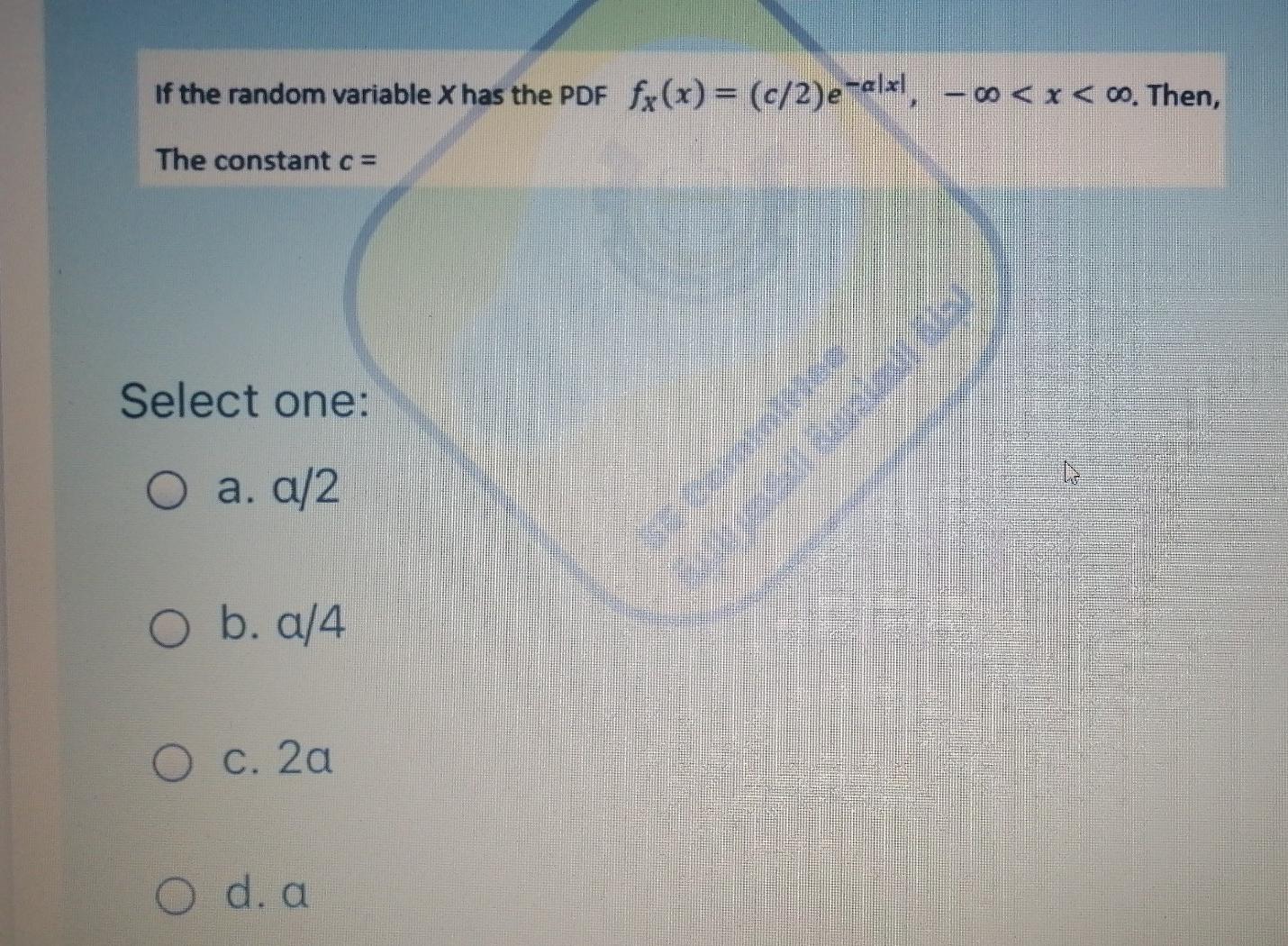 Solved If the random variable X has the PDF fx(x) = | Chegg.com