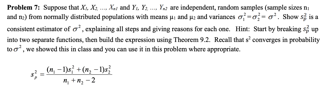 Solved Problem 7: Suppose that x1,x2,dots,xn1 ﻿and | Chegg.com