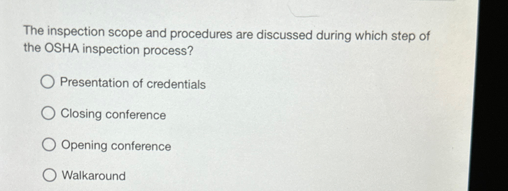 Solved The inspection scope and procedures are discussed | Chegg.com