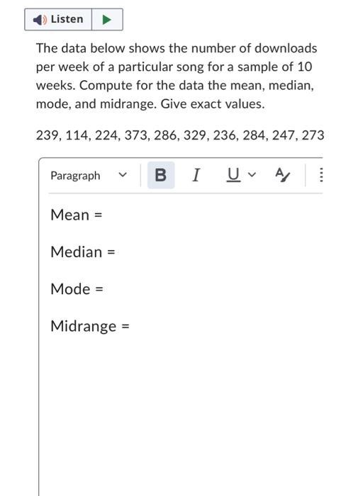 Solved 1) Listen The data below shows the number of | Chegg.com