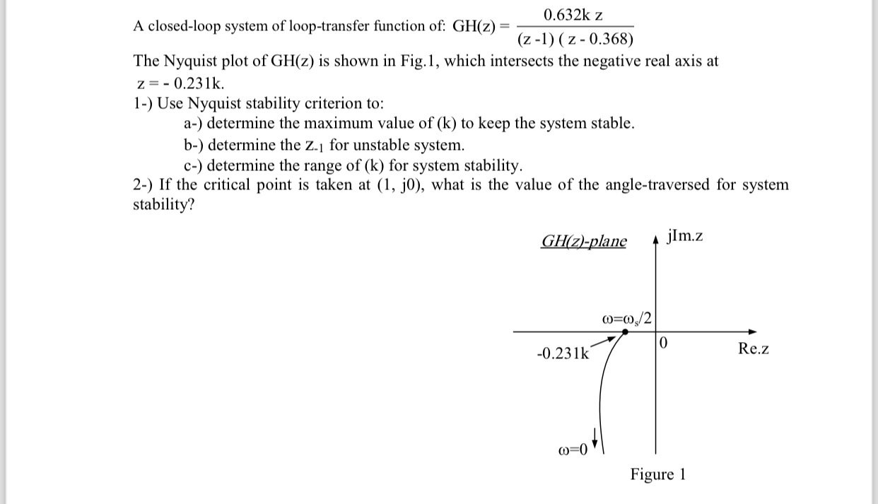 Solved A Closed Loop System Of Loop Transfer Function Of 8624