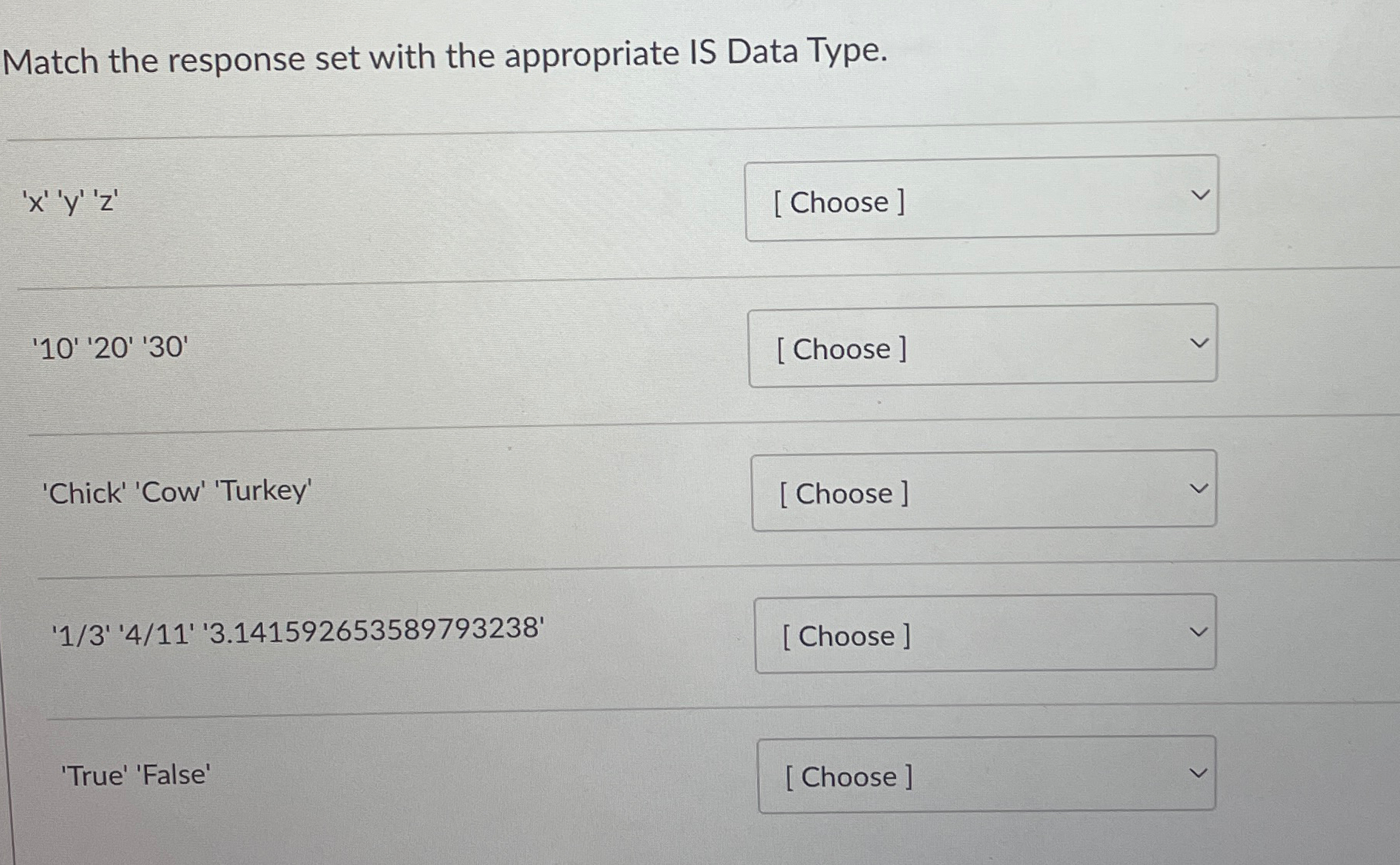 Solved Match the response set with the appropriate IS Data | Chegg.com