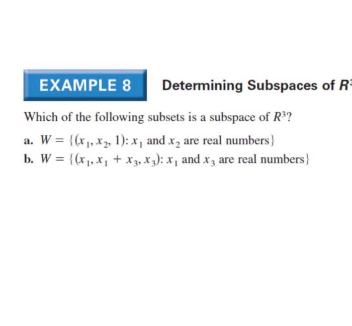 Solved Determining Subspaces of R Which of the following | Chegg.com