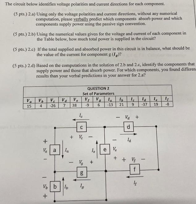 Solved The circuit below identifies voltage polarities and | Chegg.com