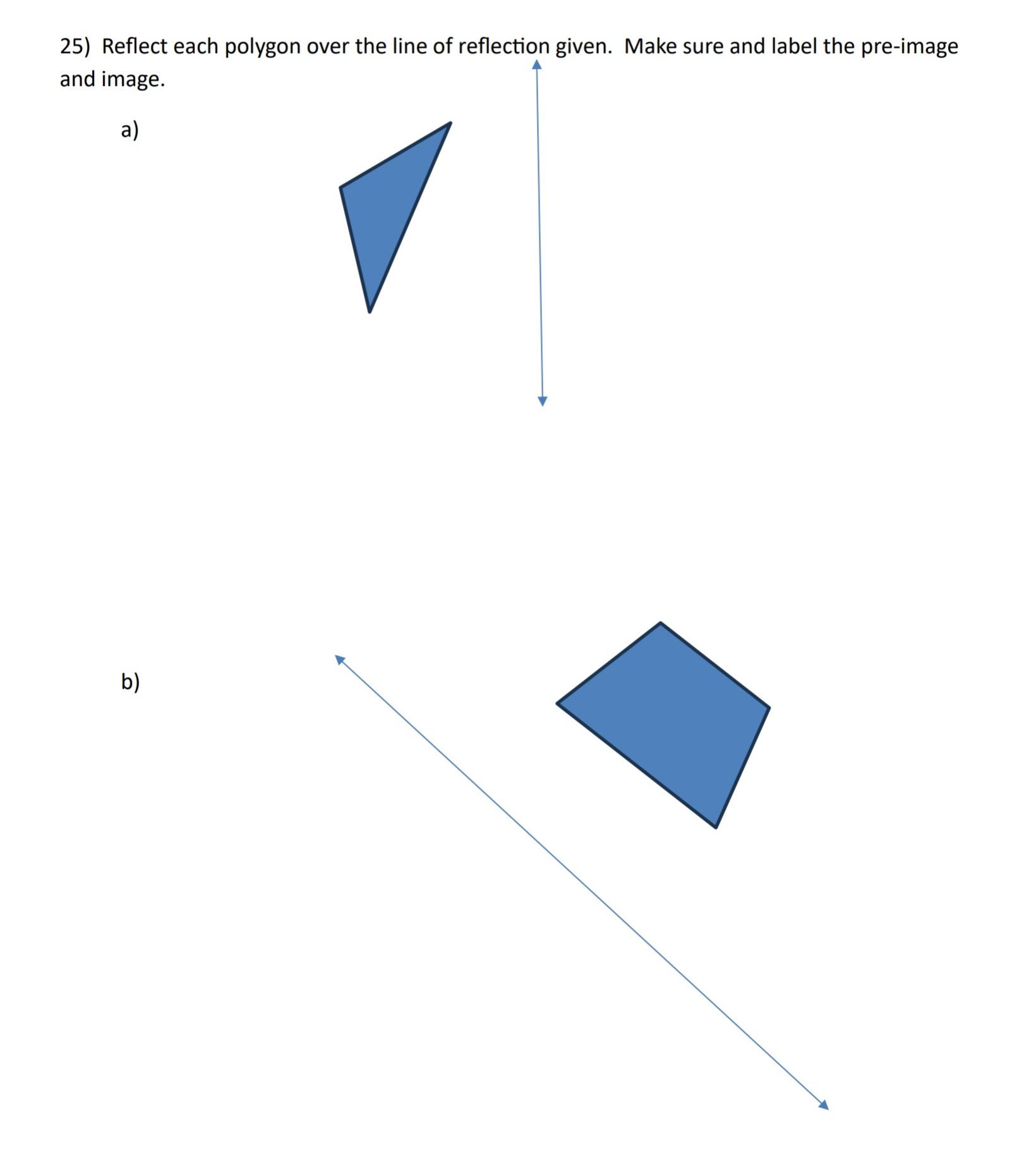 Solved Reflect each polygon over the line of reflection | Chegg.com