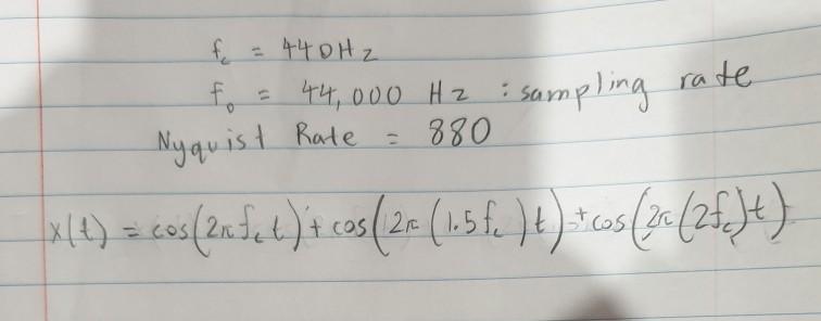 Solved matlab help please!! let the nyquist rate be 880 Hz I | Chegg.com
