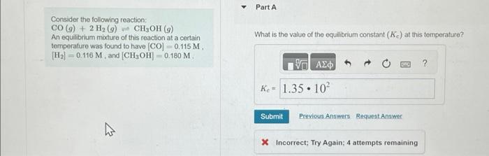 Solved Consider the following reaction: | Chegg.com
