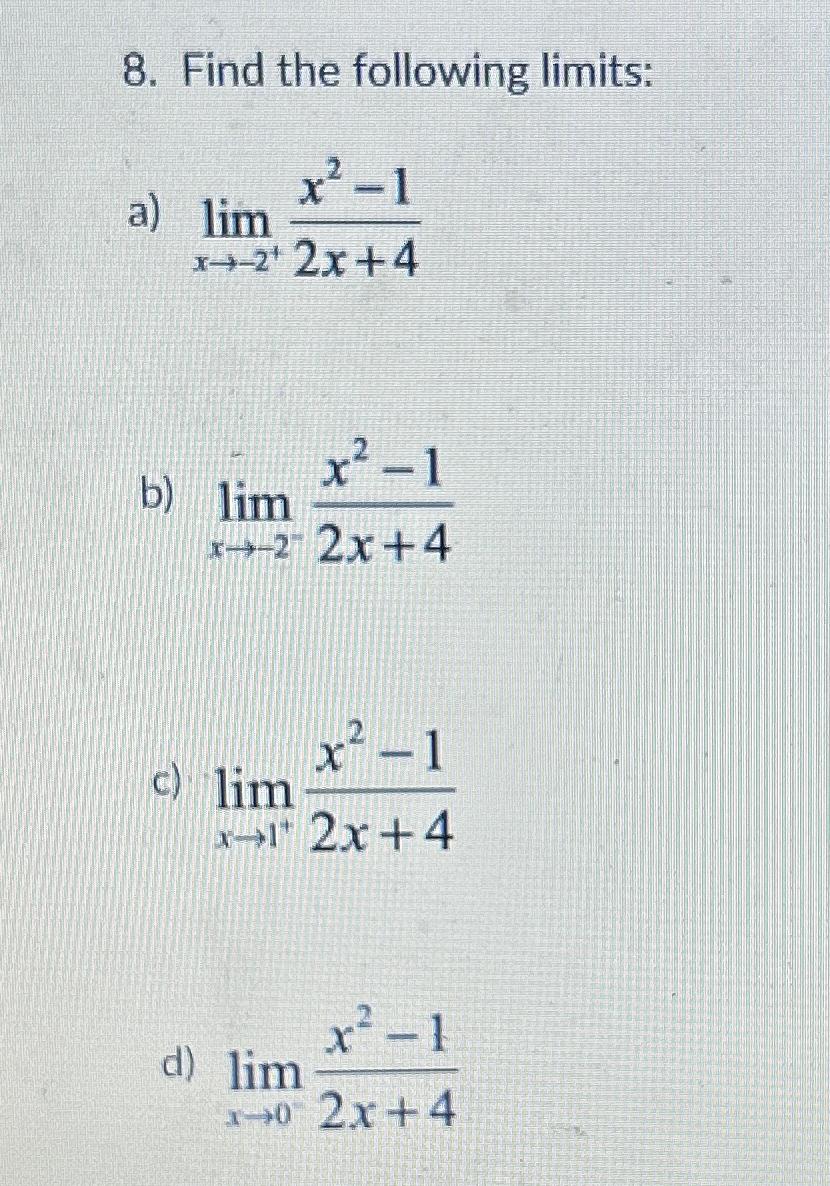 Solved Find the following | Chegg.com