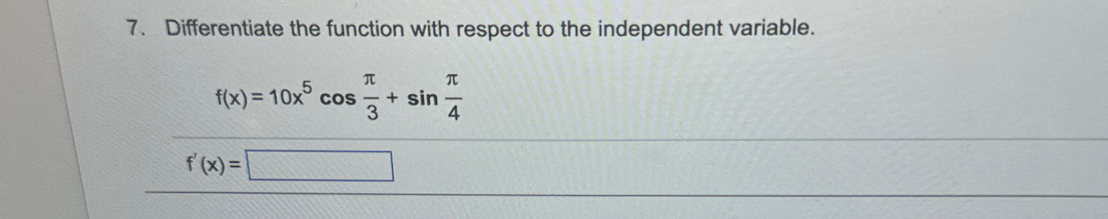 Solved Differentiate the function with respect to the | Chegg.com